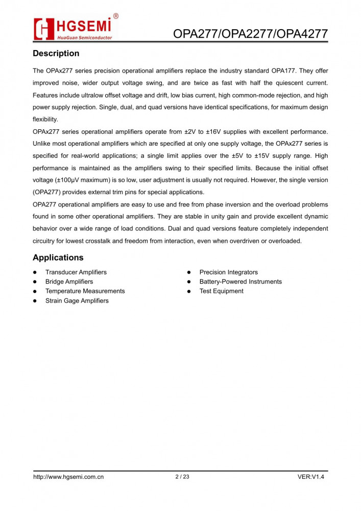 OPA277N technical document page 2