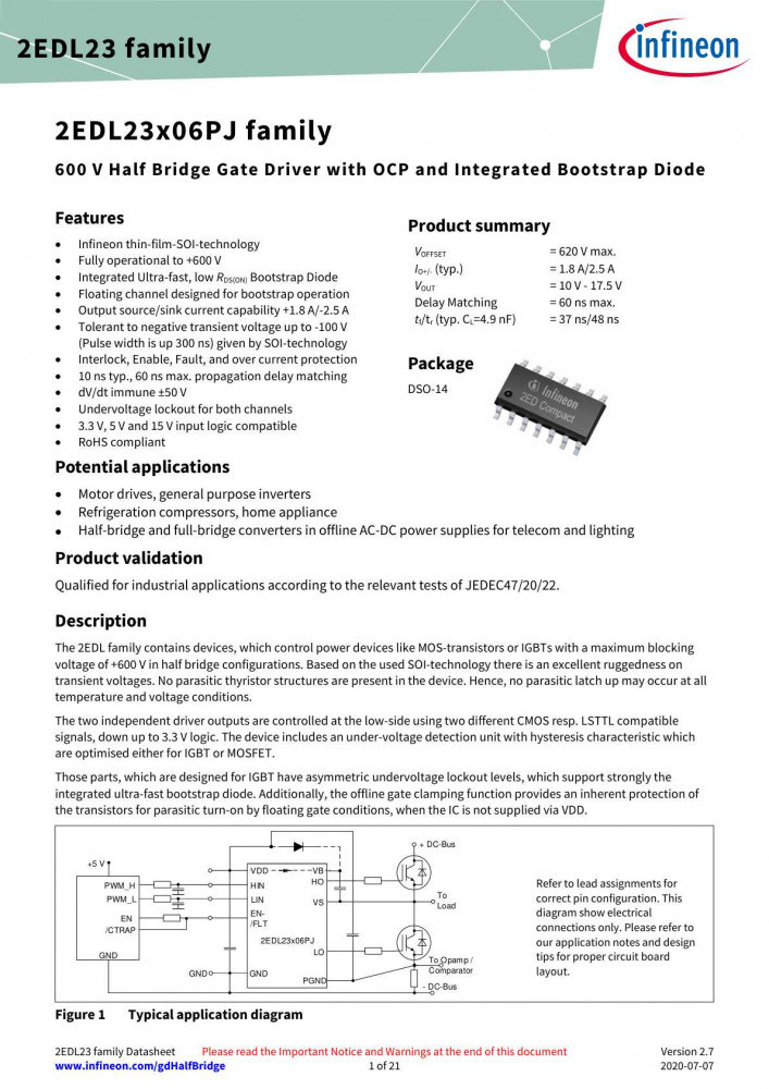 2EDL23I06PJ datasheet page 1