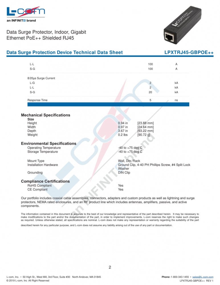 LPXTRJ45-GBPOE++ technical datasheet page 2