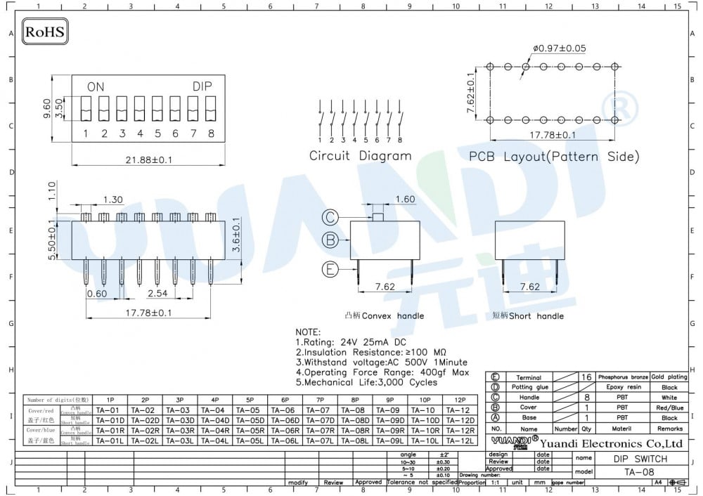 YUANDI TA-08 technical drawing