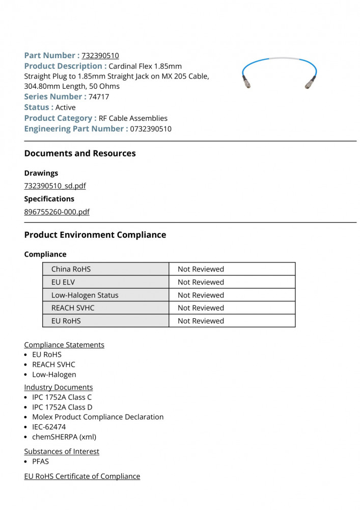 MOLEX 732390510 technical document page 1