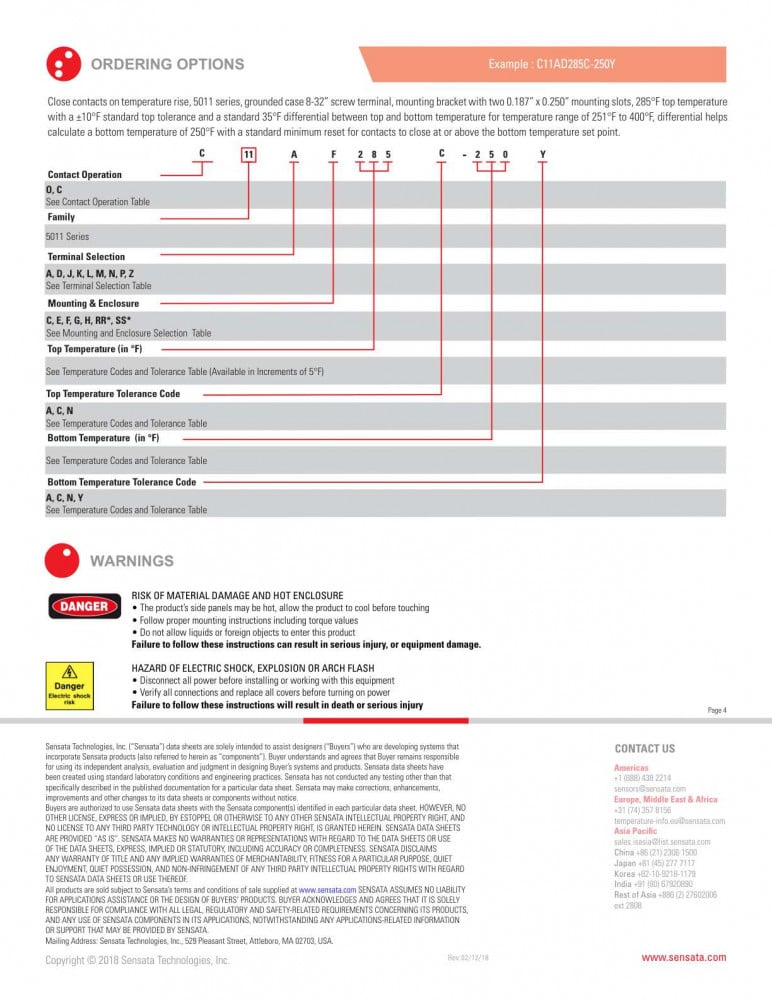 Sensata 5011 Series datasheet page 4