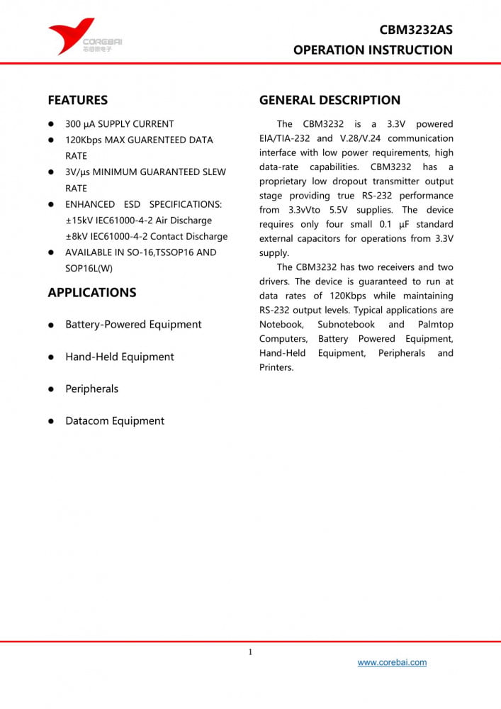 CBM3232AS16 datasheet page 1