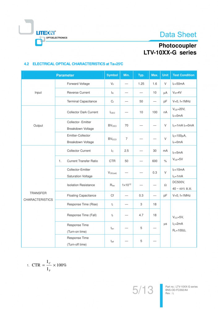 LITEON LTV-10XX-G datasheet page 6