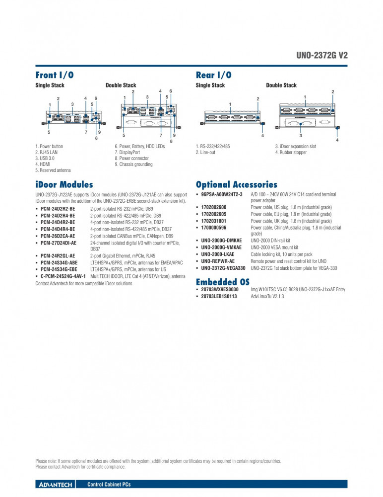 UNO-2372G-J121AU technical document page 3