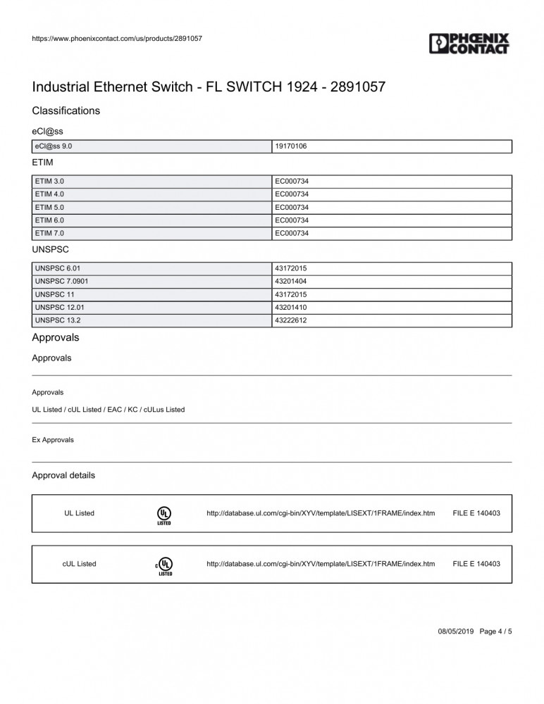 FL SWITCH 1924 product documentation page 4