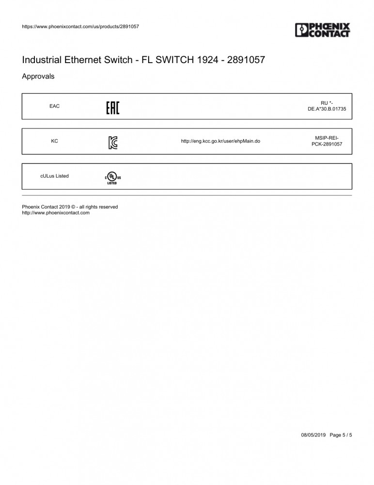 FL SWITCH 1924 product documentation page 5