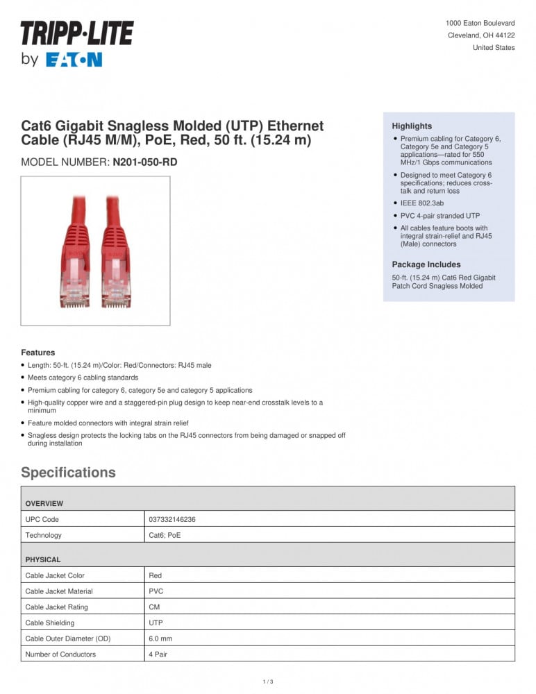 N201-050-RD technical document page 1
