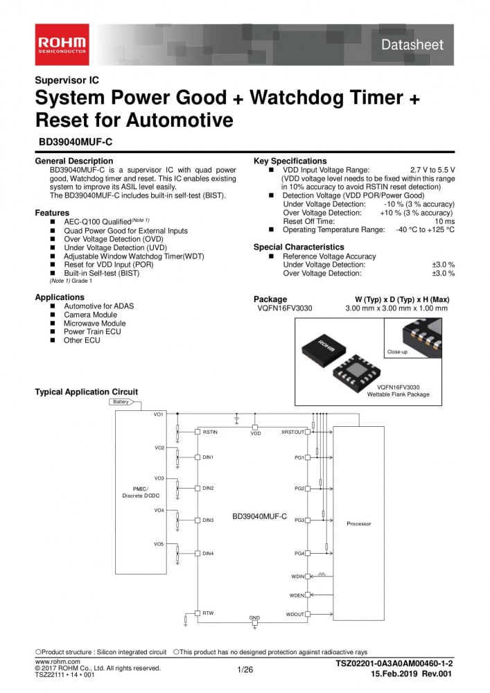 BD39040MUF-CE2 datasheet page 1