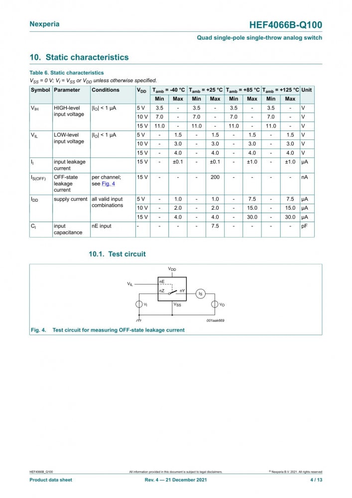 HEF4066BT-Q100J datasheet page 4