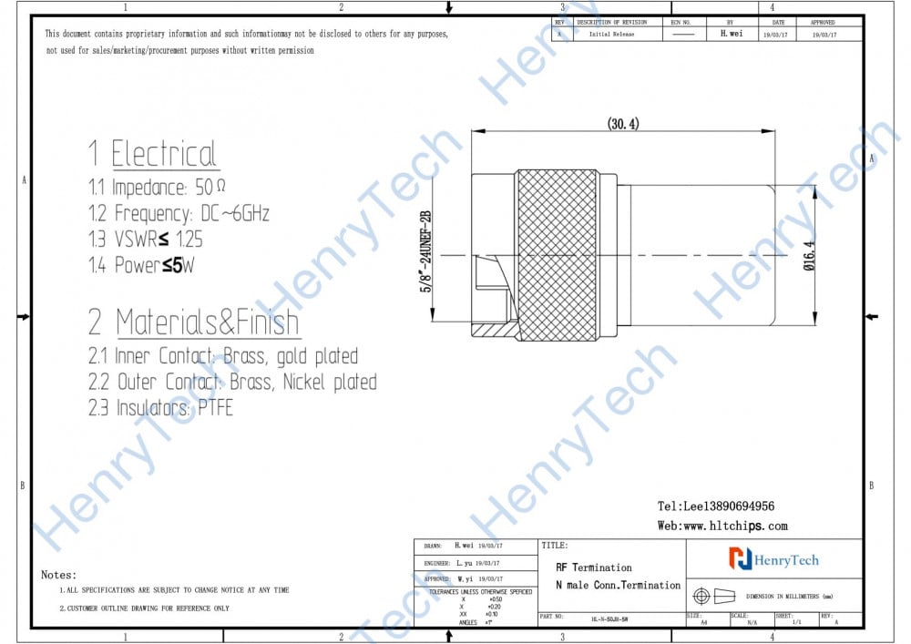 HL-N-50JR-5W technical document preview