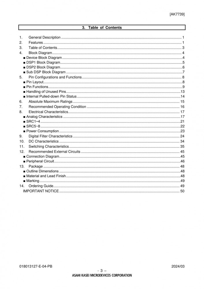 AK7739 technical document page 3