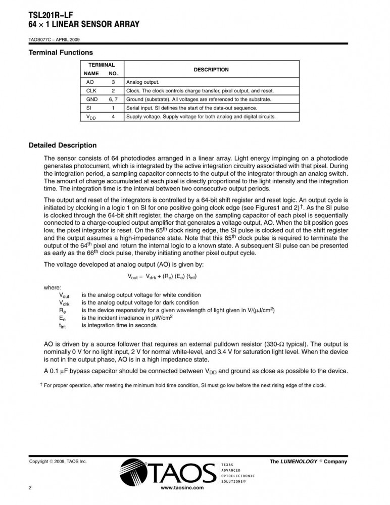 TSL201RLF datasheet page 2