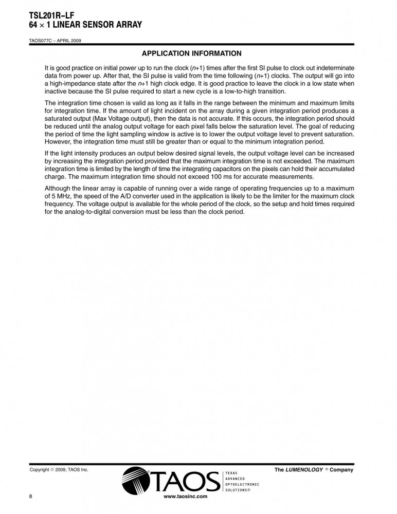 TSL201RLF datasheet page 8