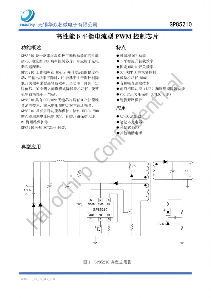 GP85210 datasheet page 1
