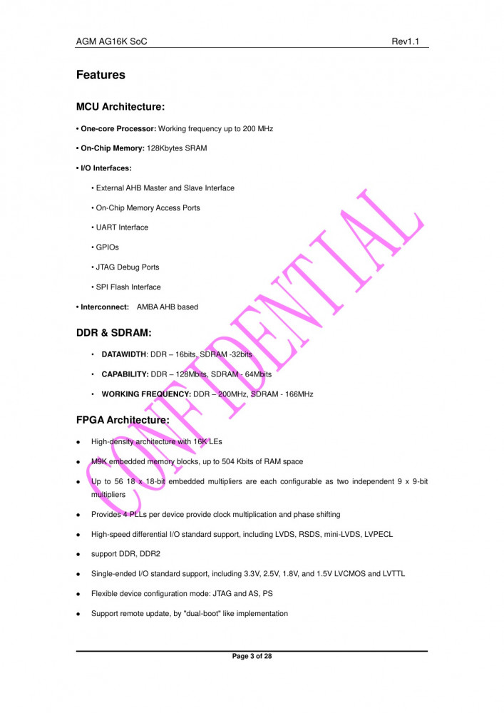 AGM AG16K SoC datasheet page 3