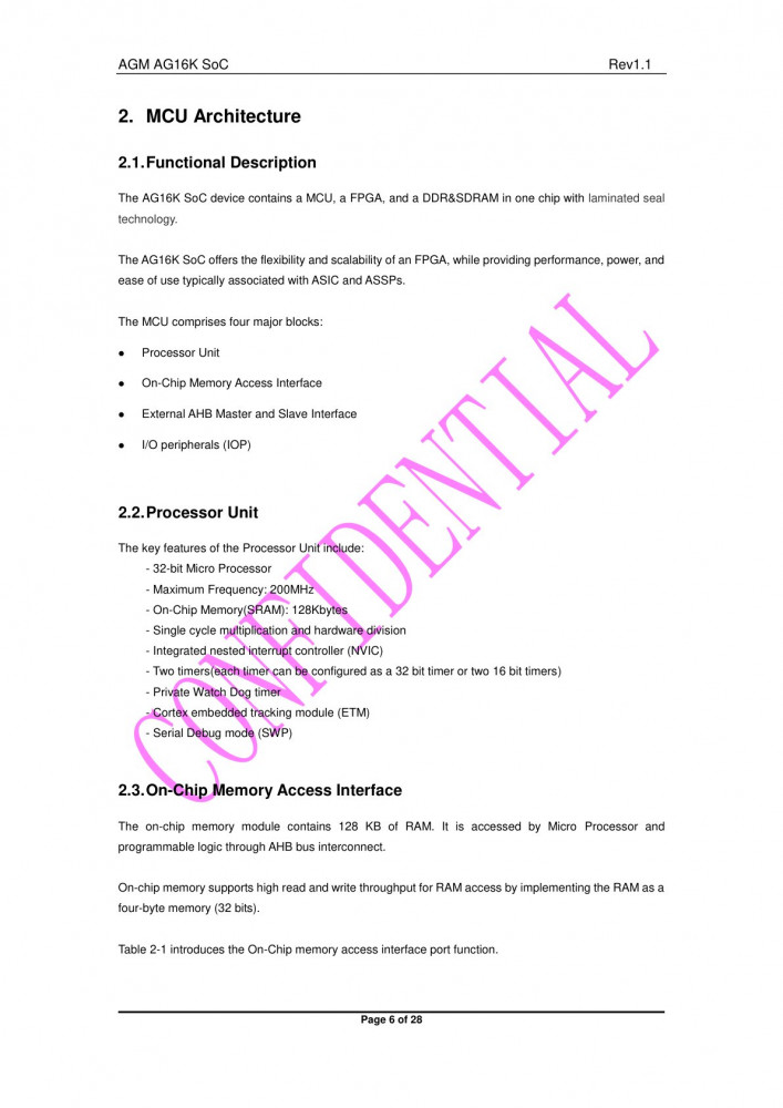 AGM AG16K SoC datasheet page 6