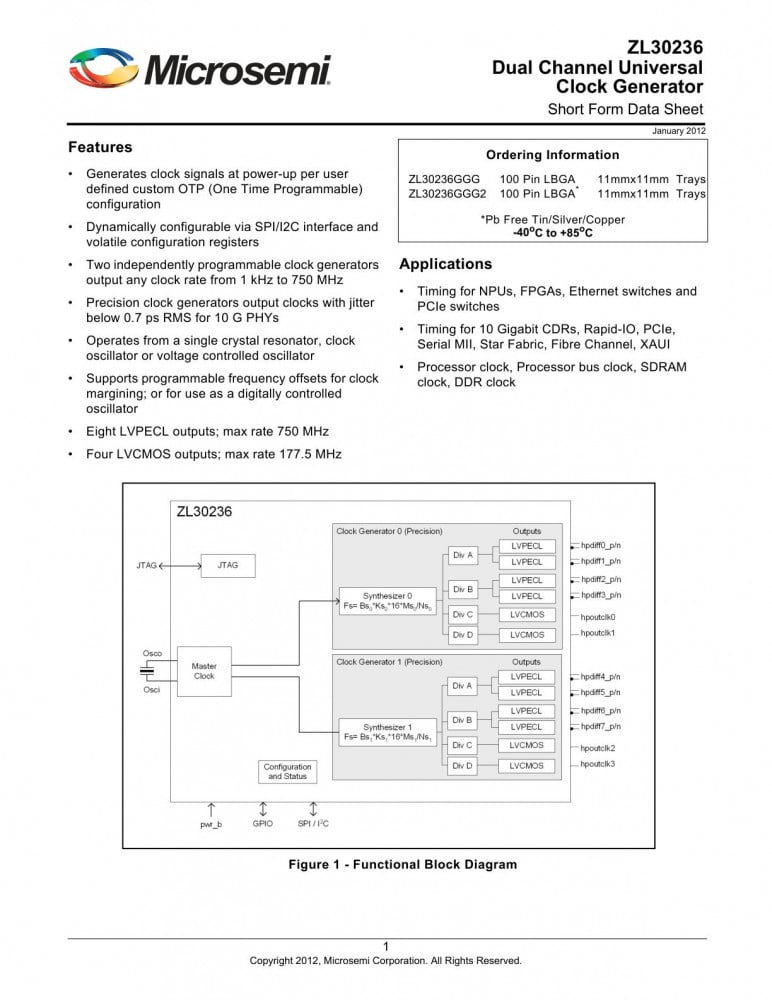 ZL30236 product documentation page 1