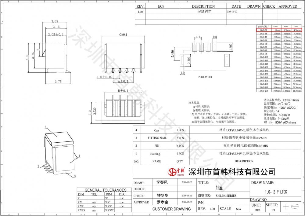 1.0-2P LTDK specification page 1
