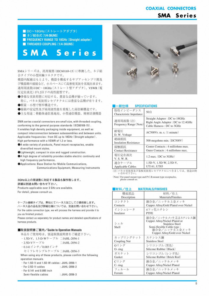JAE coaxial connector catalog page 5