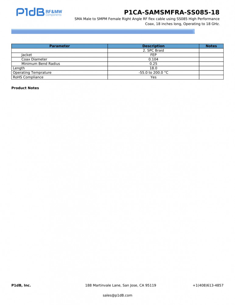 P1CA-SAMSMFRA-SS085-18 technical document image, page 2