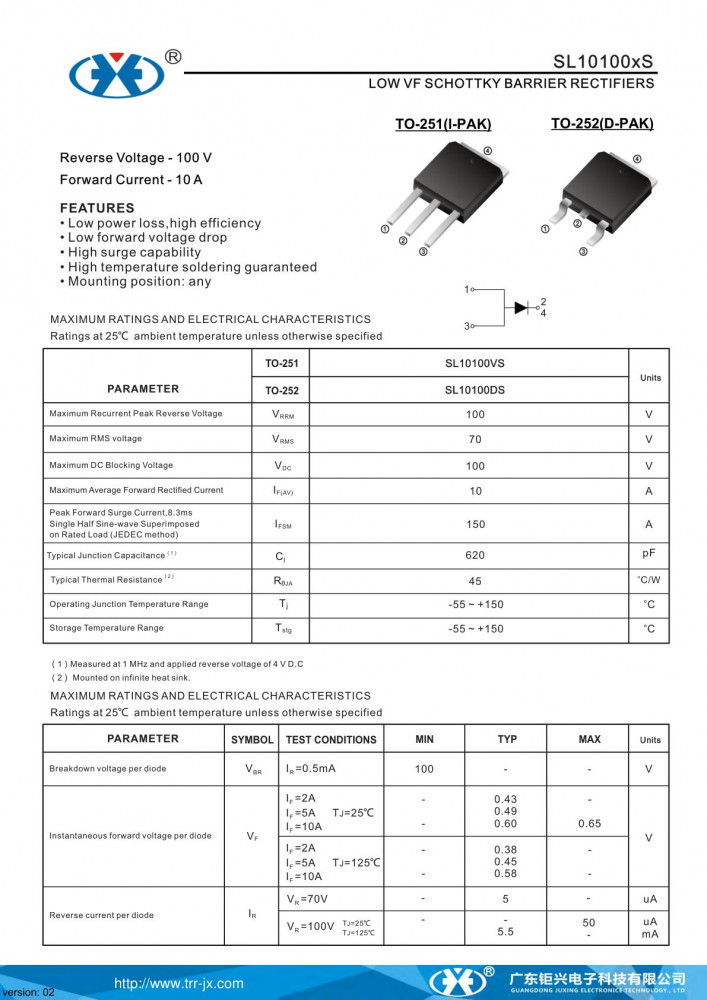 SL10100DS datasheet page 1