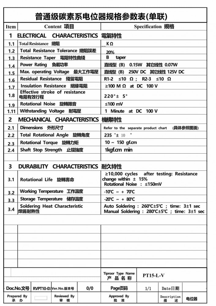 BOCHEN PT15-L-V-105(1M) technical document page 2