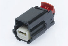 2.54mm MX64 Sealed Crimp Housing, Single Row, Kaizan Terminal, Black, 3 Circuits, Key A, with CPA Lock, Terminal 2 Plugged