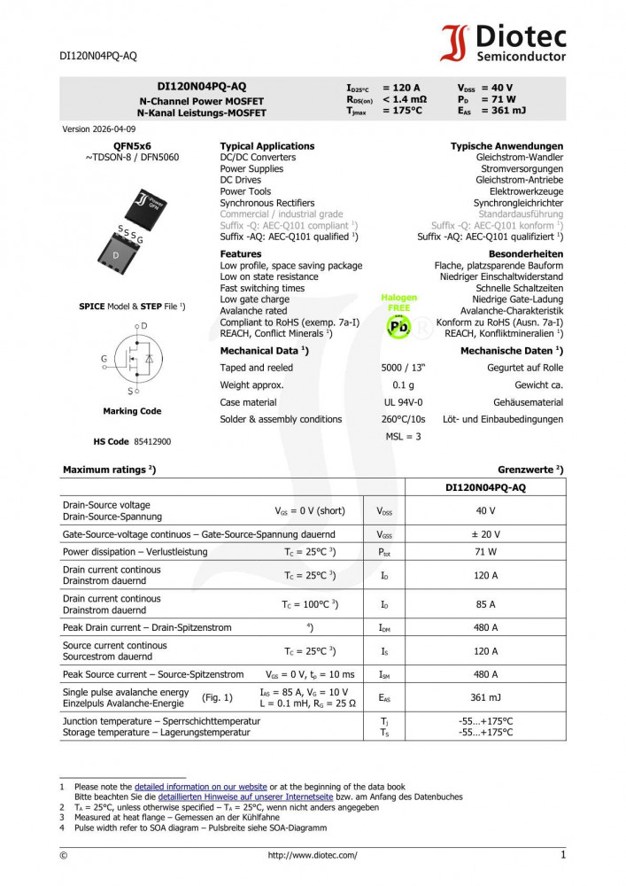 DI120N04PQ-AQ datasheet page 1