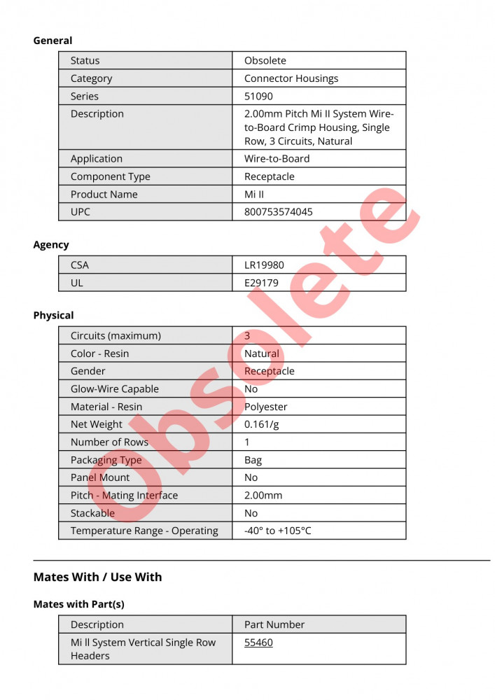 Product document page 2 for MOLEX 510900300