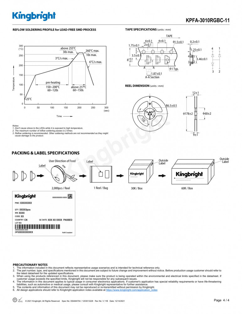 KPFA-3010RGBC-11 datasheet page 4