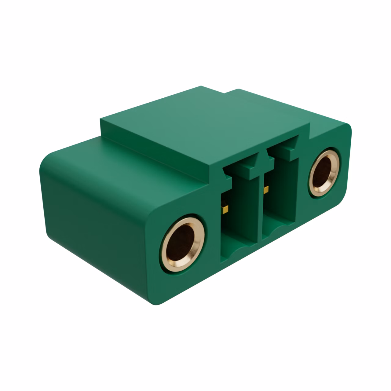 3.50mm Pitch Eurostyle Right-Angle PCB Header, with Threaded Retention Inserts, Green Housing, Gold (Au) Plated, 2 Circuits for sale