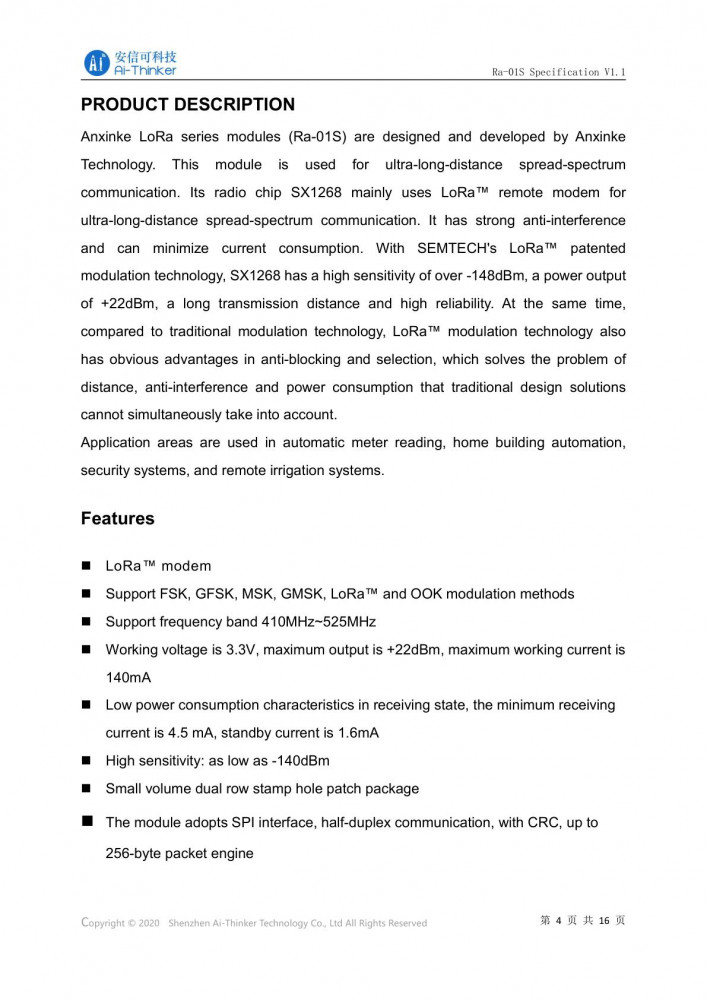 Ra-01S technical document page 4