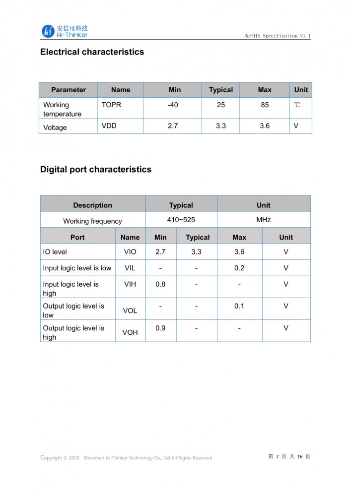 Ra-01S technical document page 7