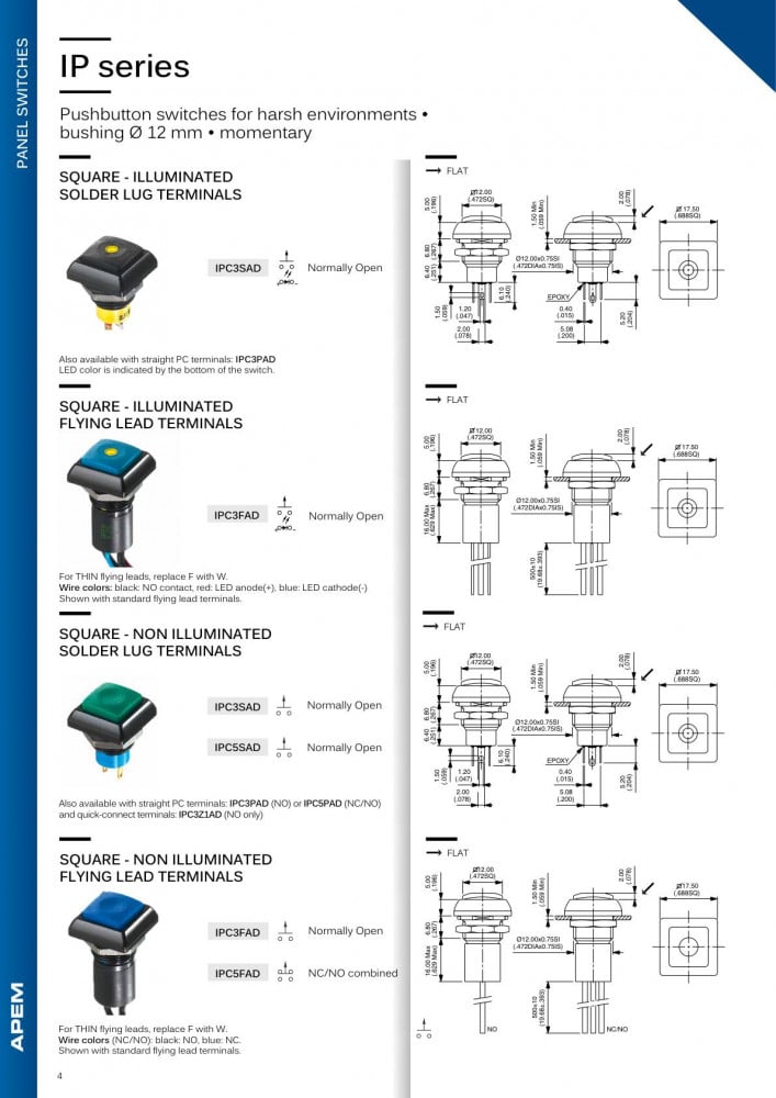 APEM IP series datasheet page 4