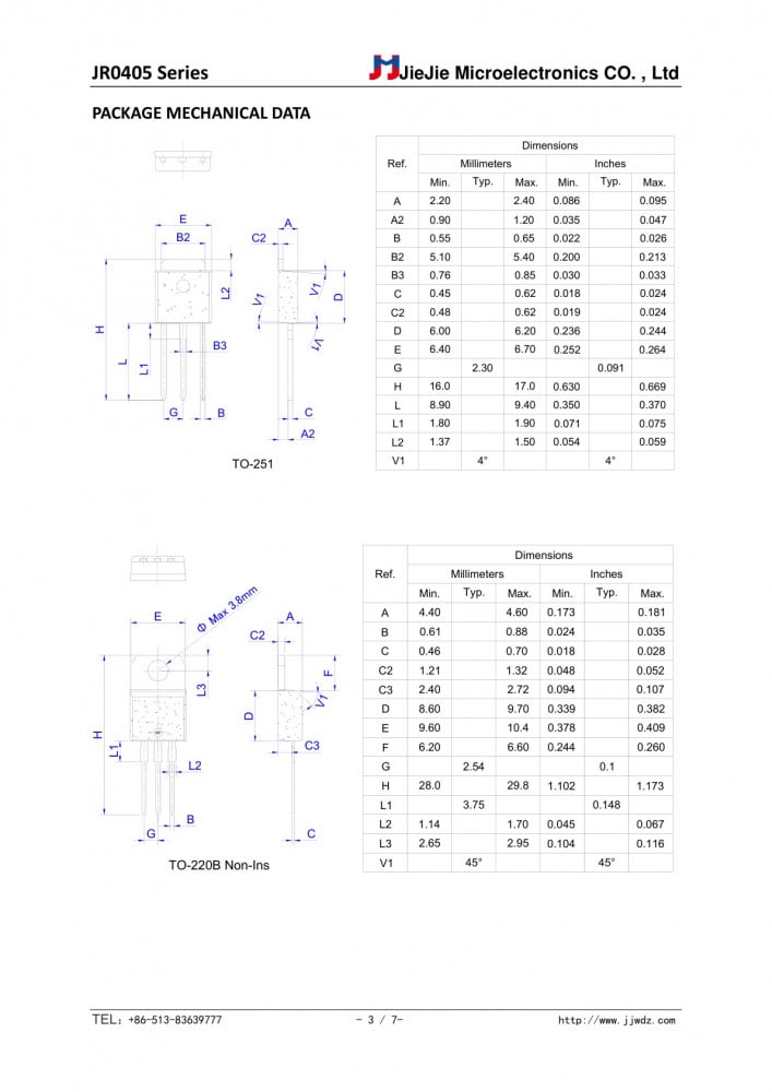 JR0405 datasheet page 3