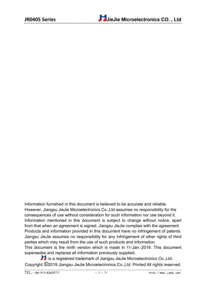 JR0405 datasheet page 7