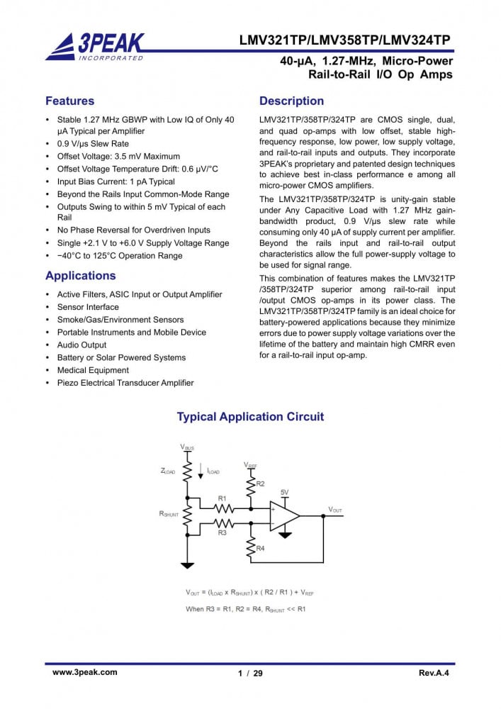 LMV358TP-FR datasheet page 1