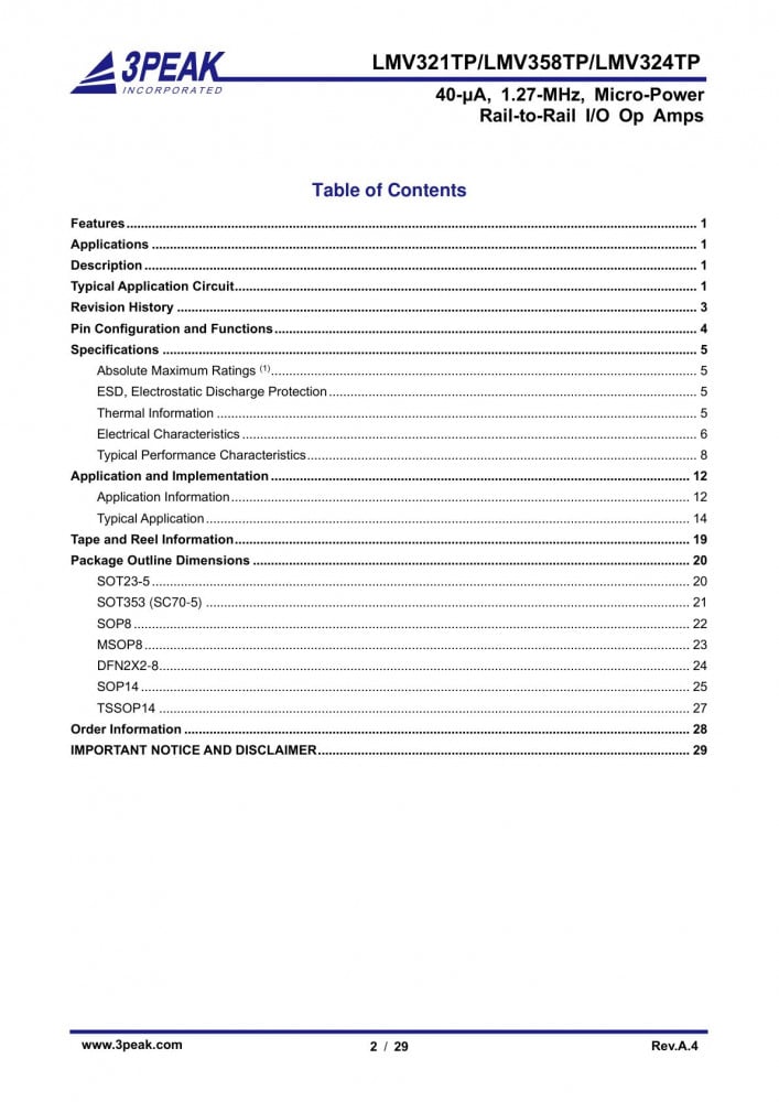 LMV358TP-FR datasheet page 2