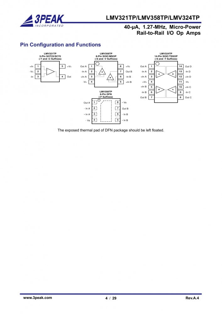 LMV358TP-FR datasheet page 4