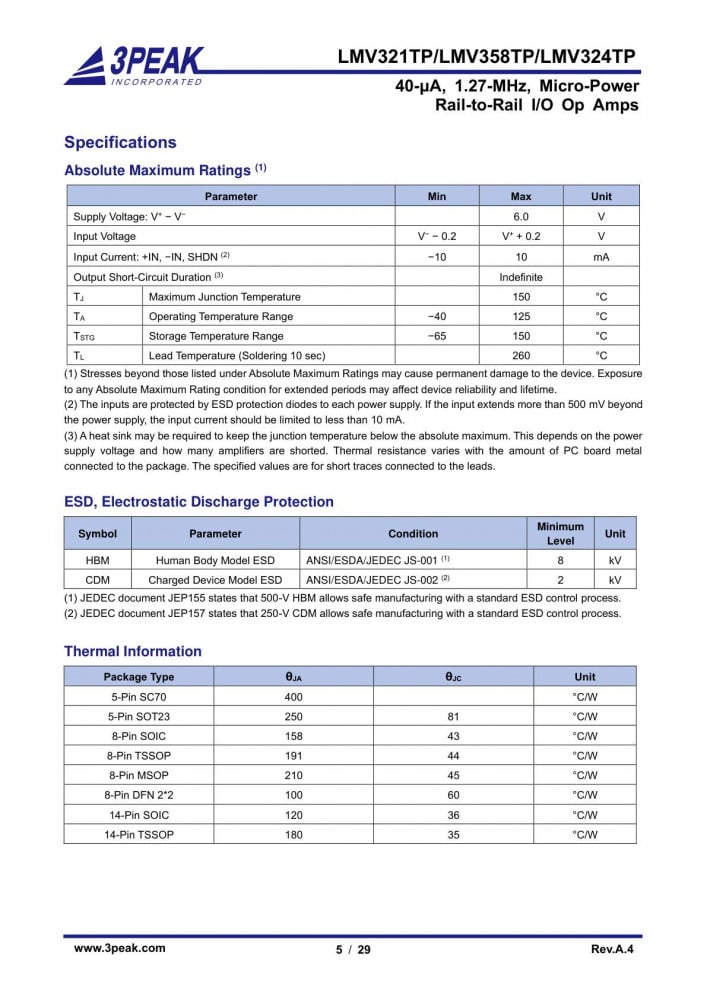 LMV358TP-FR datasheet page 5
