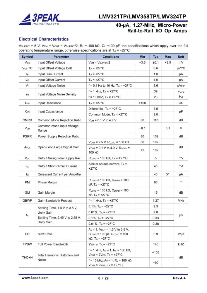 LMV358TP-FR datasheet page 6