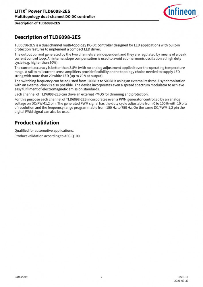 TLD6098-2ES datasheet page 2