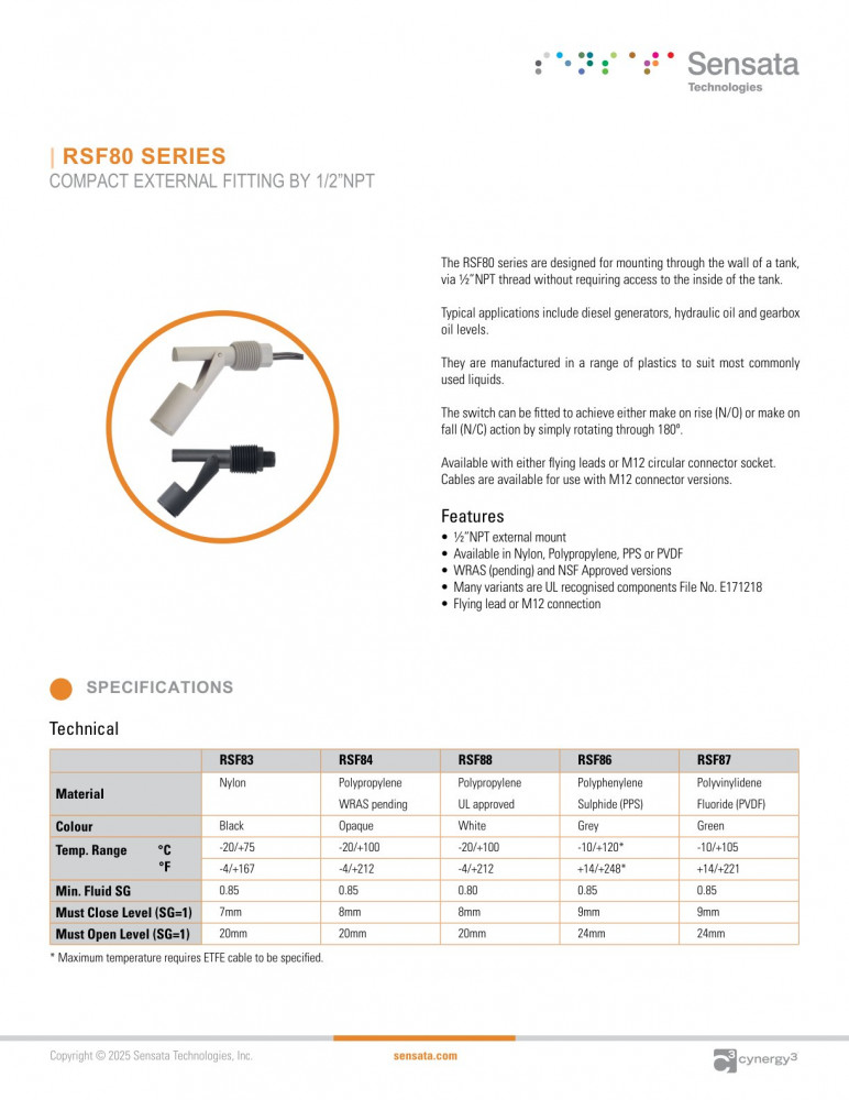 RSF80 series technical document page 1