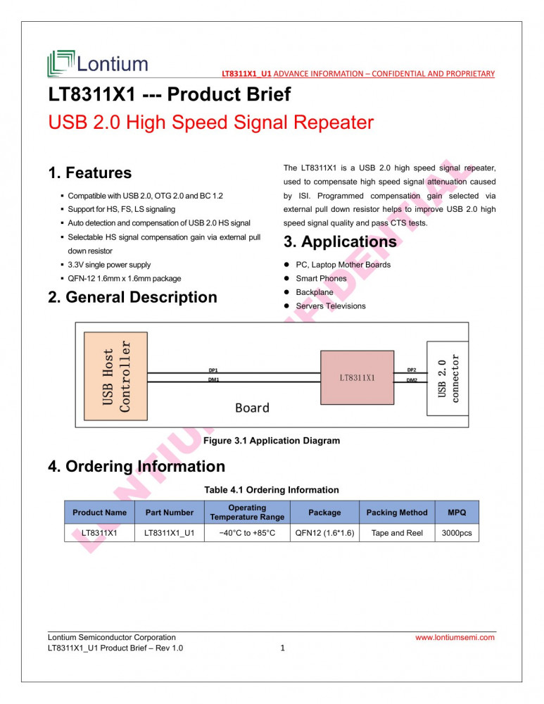 LT8311X1 technical document page 1