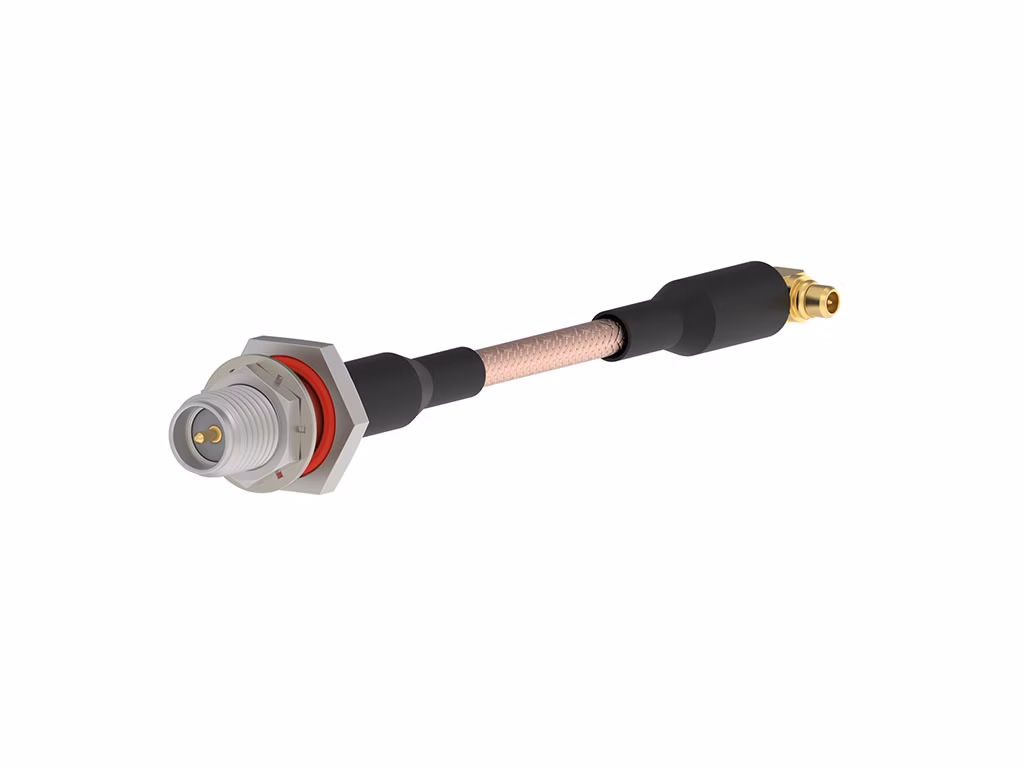 FAKRA Straight Jack Code D-to-MCRF, 1.32mm Cable, 114.30mm Length, 50 Ohms