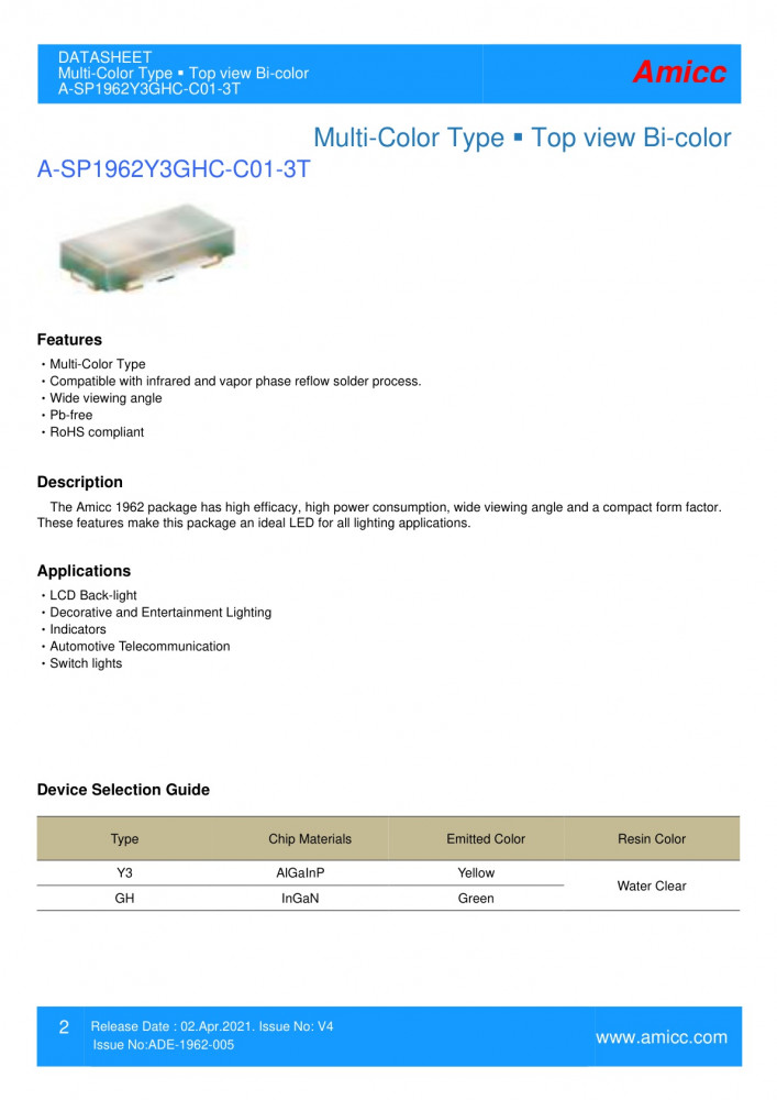 A-SP1962Y3GHC-C01-3T approval sheet page 2