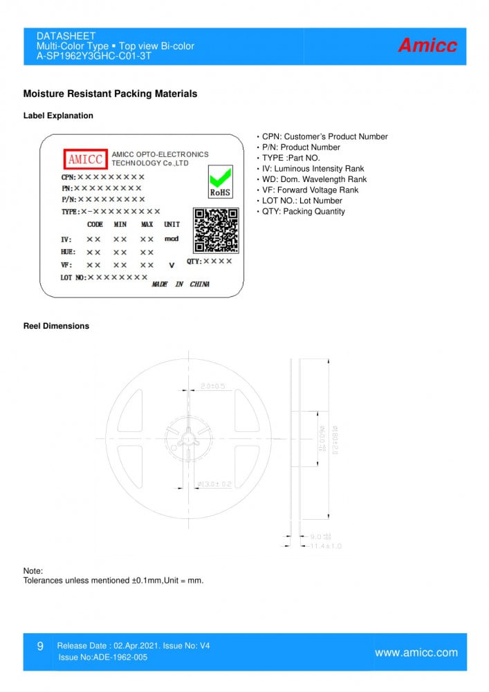 A-SP1962Y3GHC-C01-3T approval sheet page 9