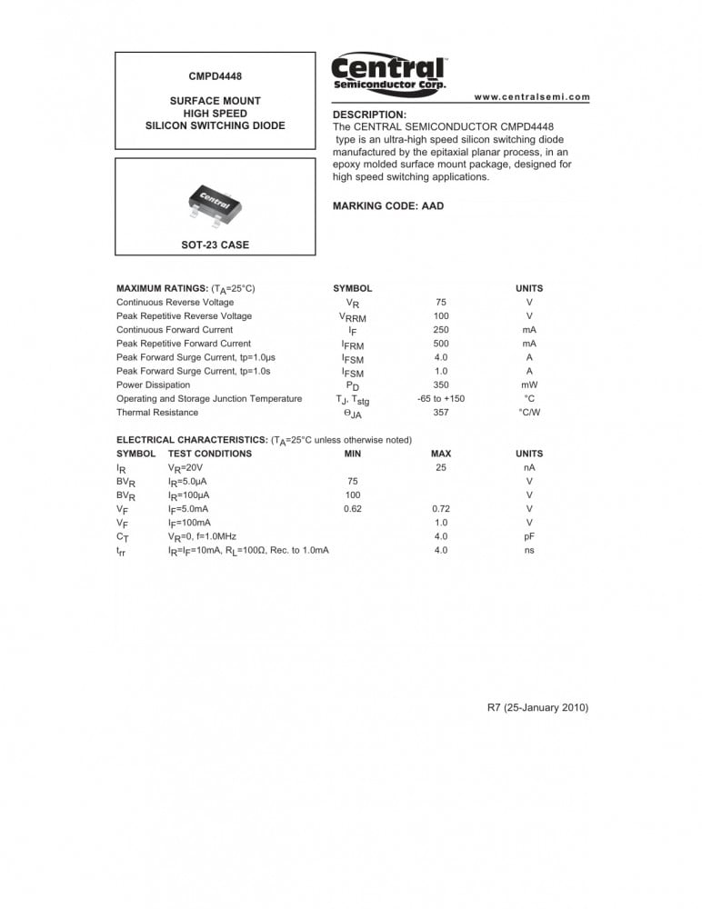CMPD4448 product specification page 1