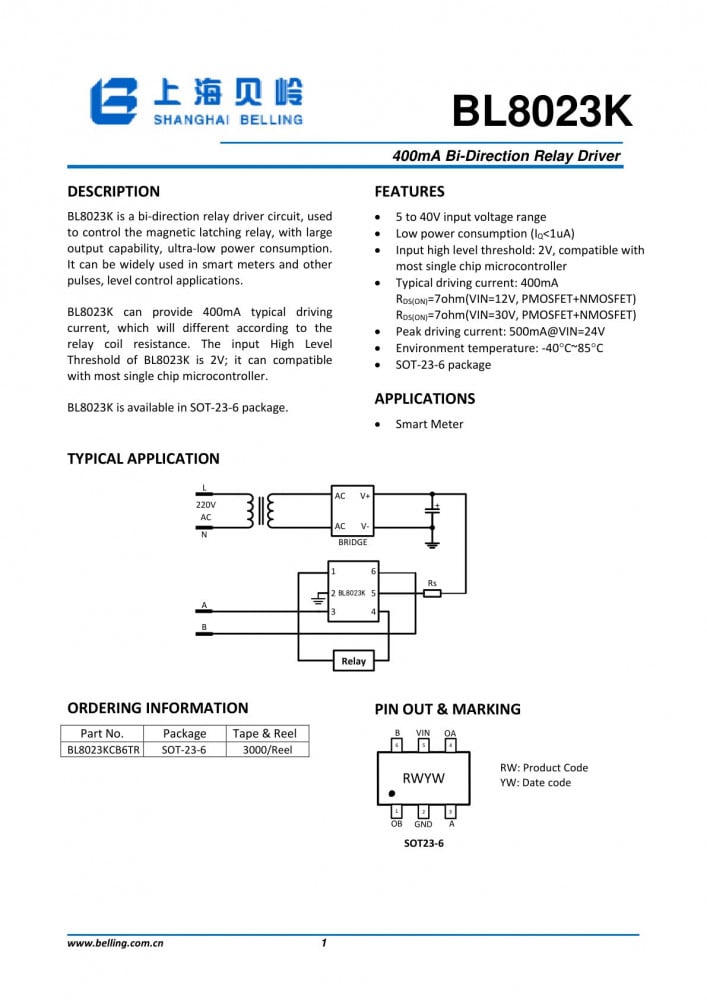 BL8023KCB6TR datasheet page 1